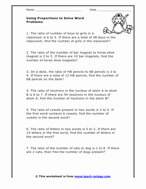 49 Proportion Word Problems Worksheet