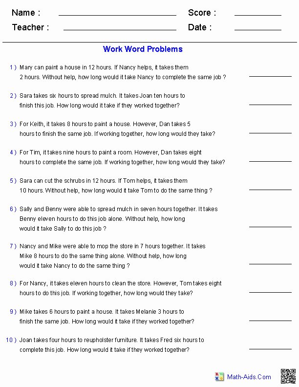 49 Proportion Word Problems Worksheet
