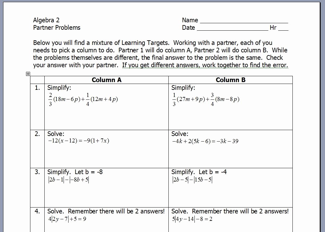 Quadratic Equation Worksheet With Answers Quadratic Equation Worksheet With Answers