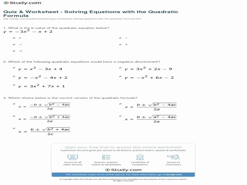 50 Quadratic Formula Worksheet With Answers