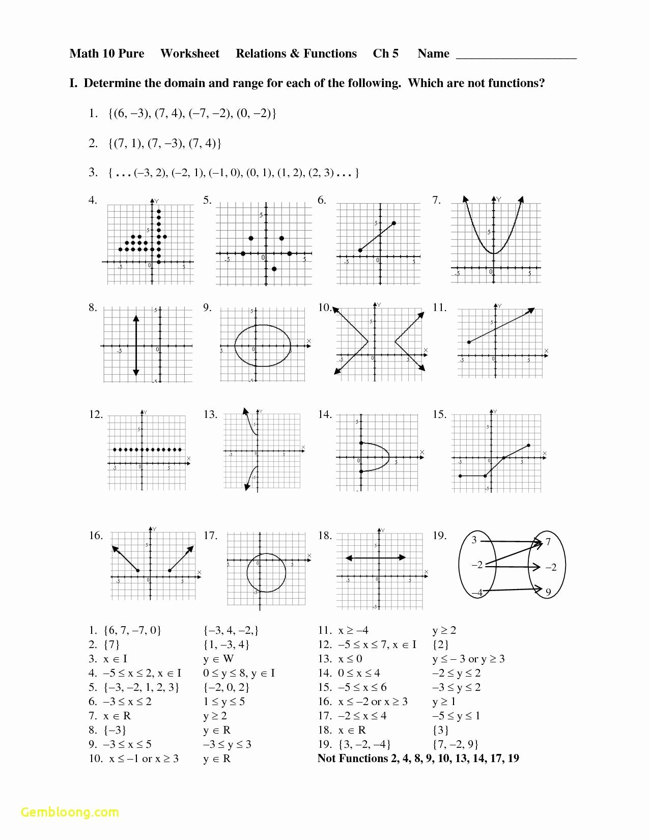 50 Quadratic Functions Worksheet Answers