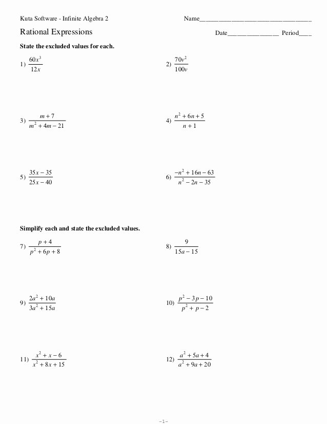 50 Rational Expressions Worksheet Answers 50 Rational Expressions Worksheet Answers