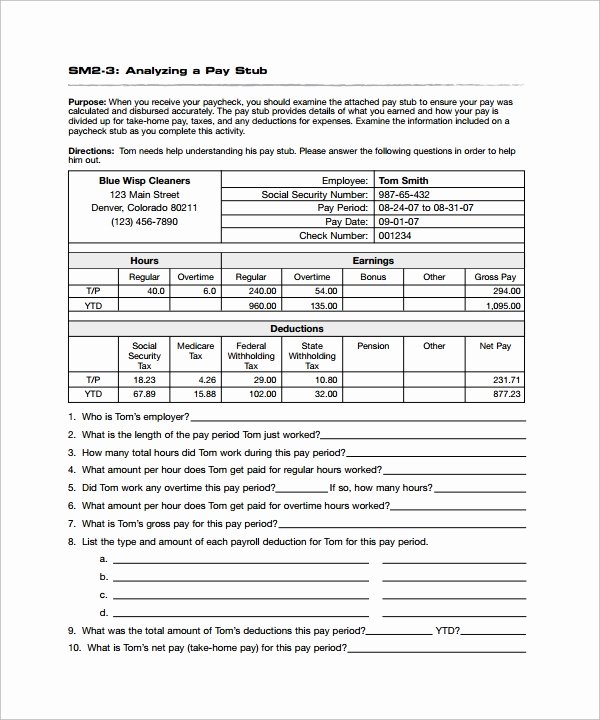 50 Reading A Pay Stub Worksheet
