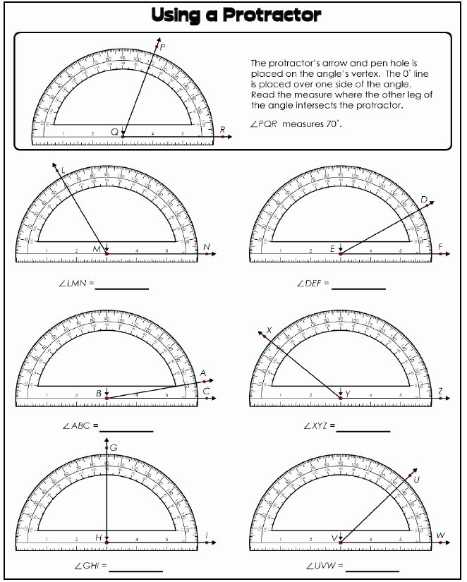 50 Reading A Protractor Worksheet