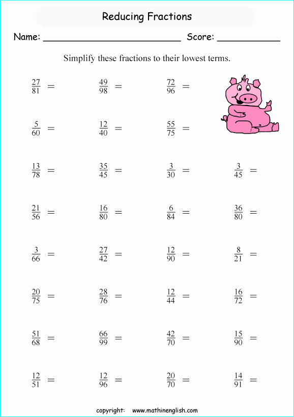 50 Reducing Fractions Worksheet Pdf Chessmuseum Template Library