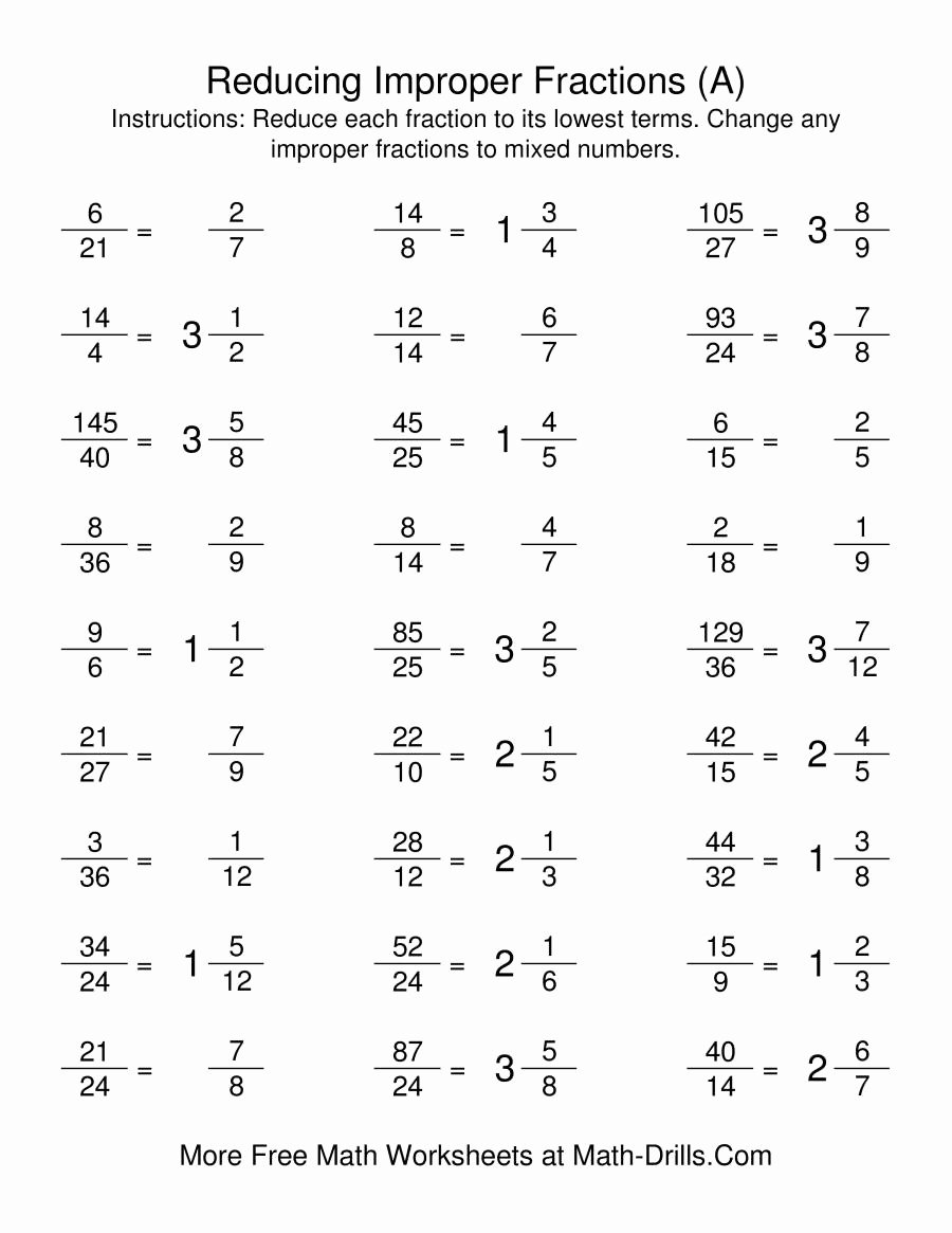 50 Reducing Fractions Worksheet Pdf