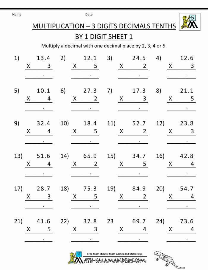 Rounding Decimals 5th Grade Worksheet