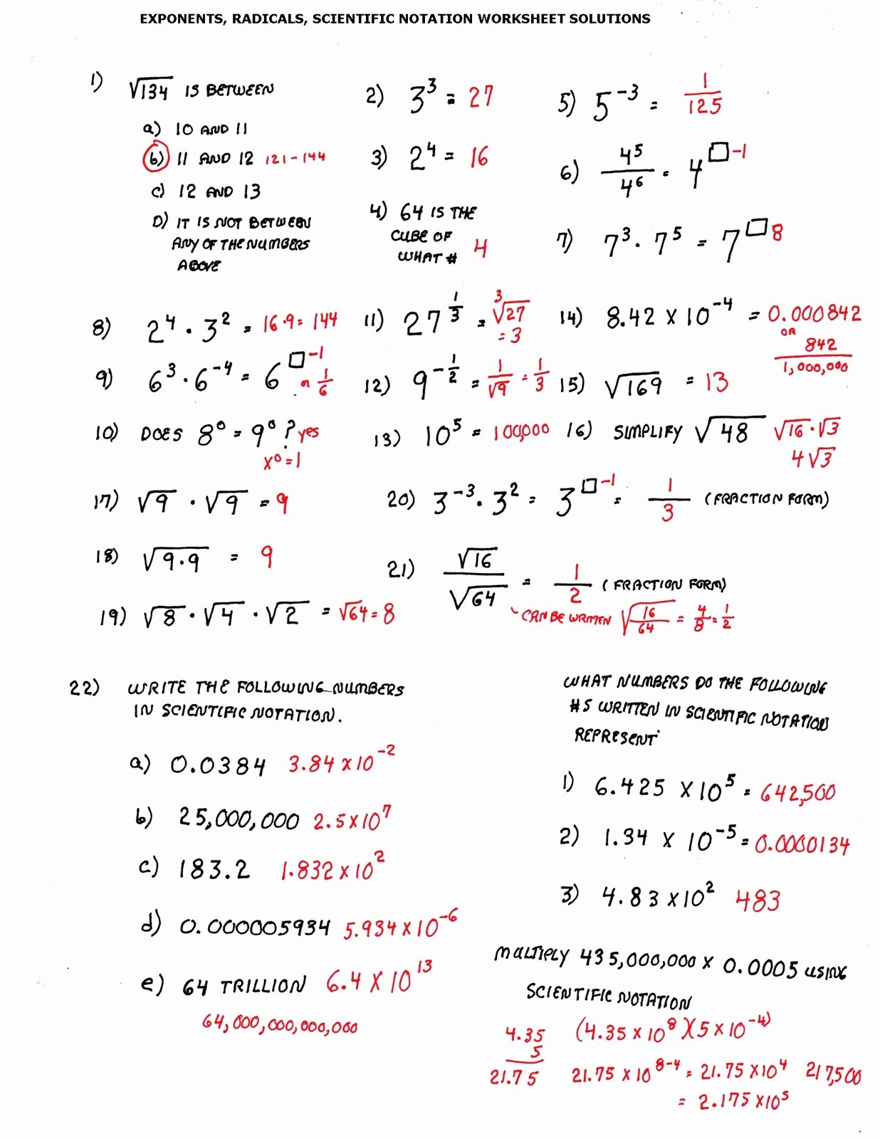 Scientific Notation Worksheet 8th Grade