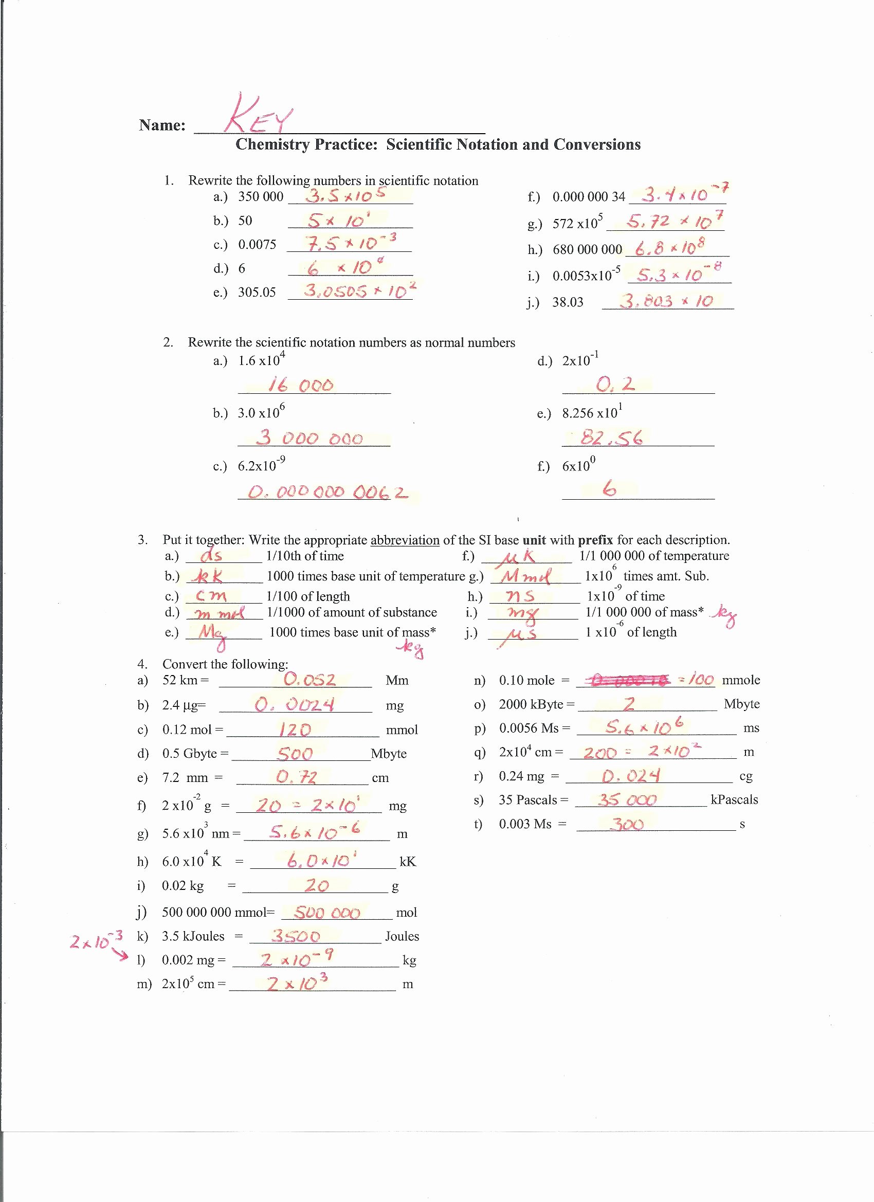 50 Scientific Notation Worksheet Answer Key