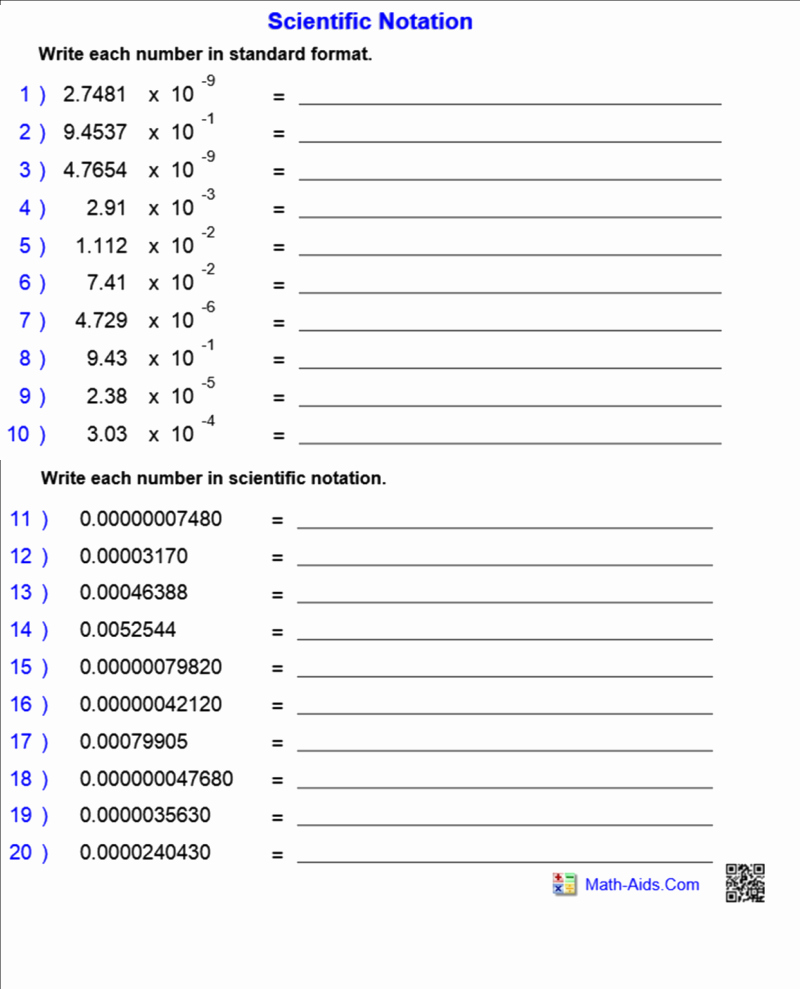 50 Scientific Notation Worksheet Answers