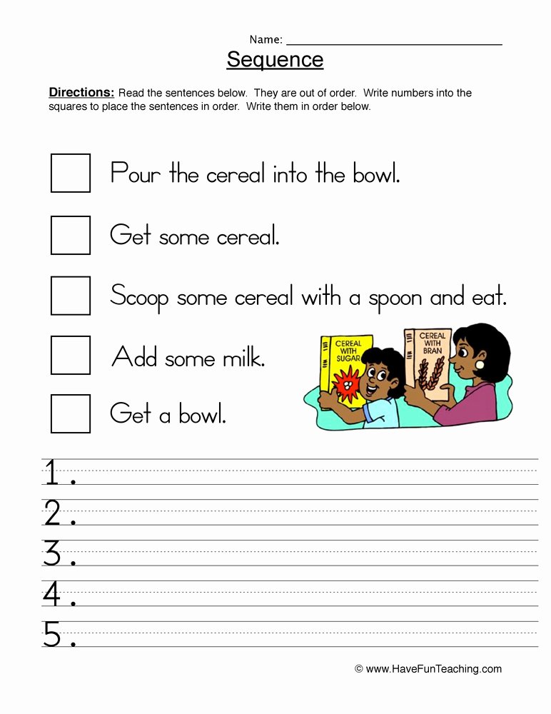 50 Sequence Of Events Worksheet
