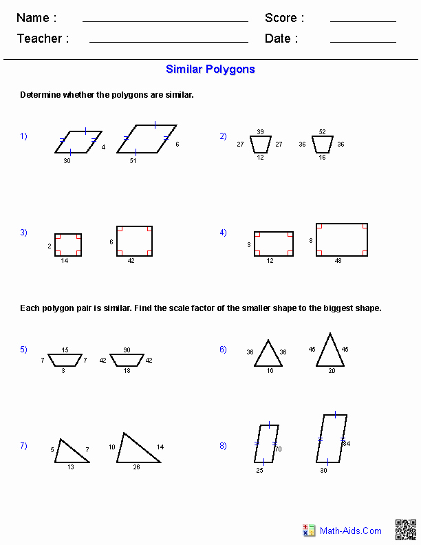 50 Similar Polygons Worksheet Answers