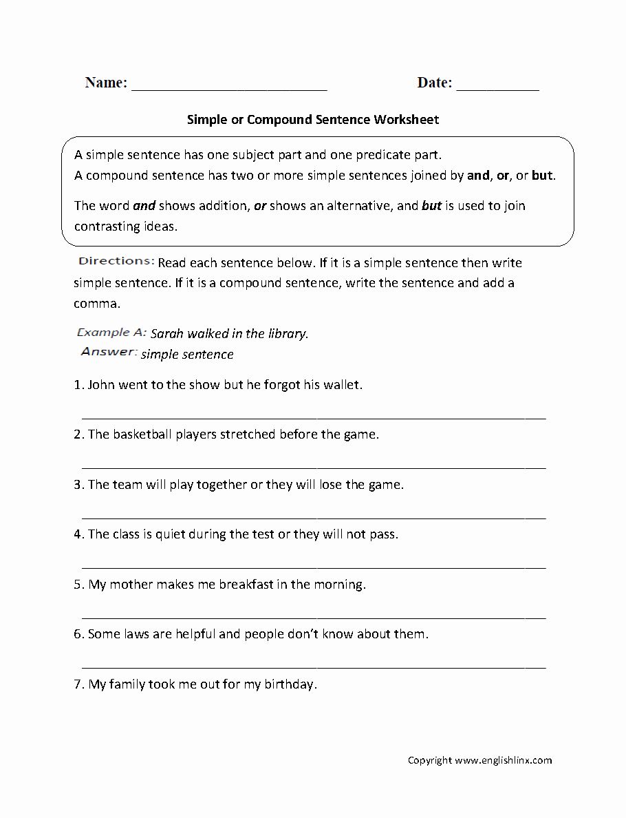50 Simple And Compound Sentences Worksheet 50 Simple And Compound Sentences Worksheet