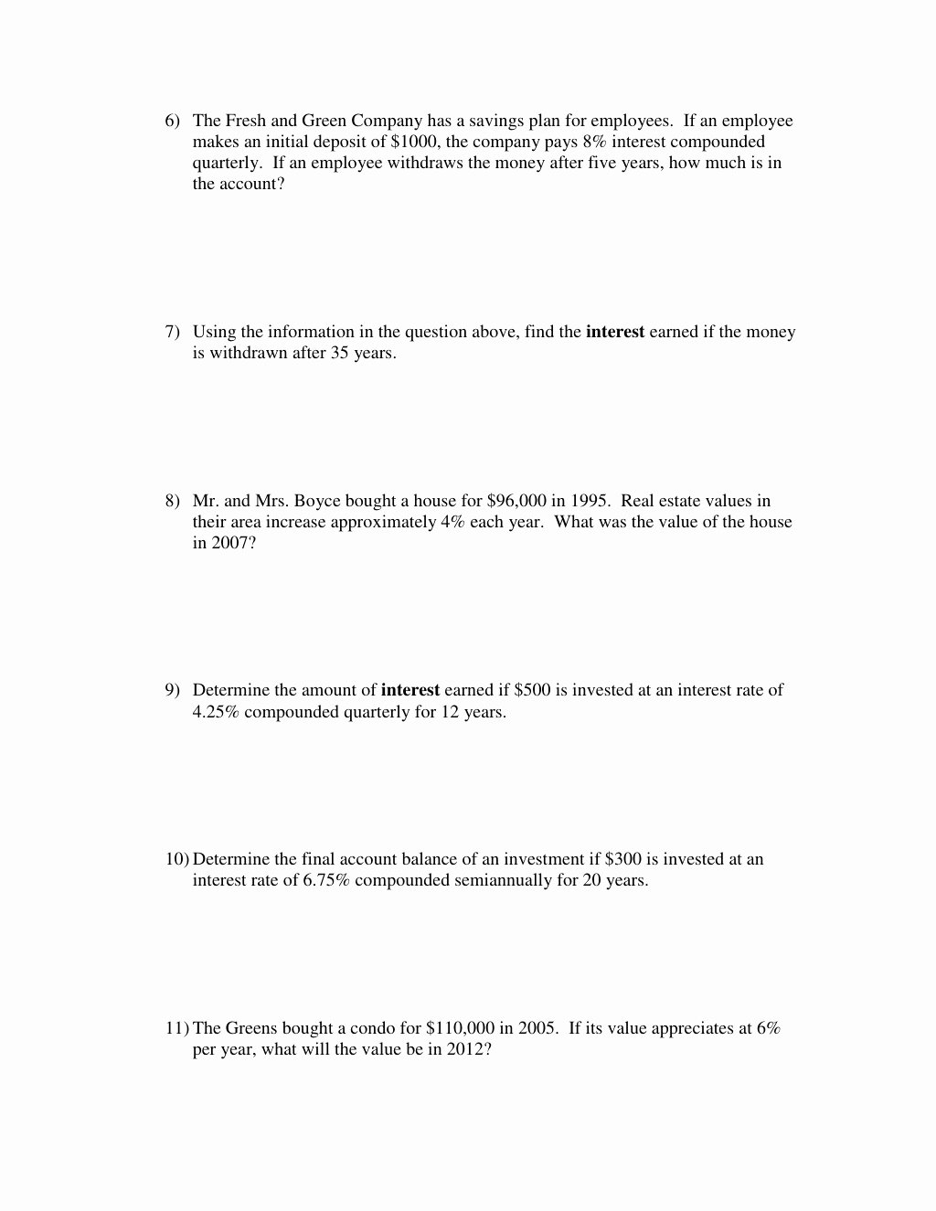 50 Simple Interest Problems Worksheet