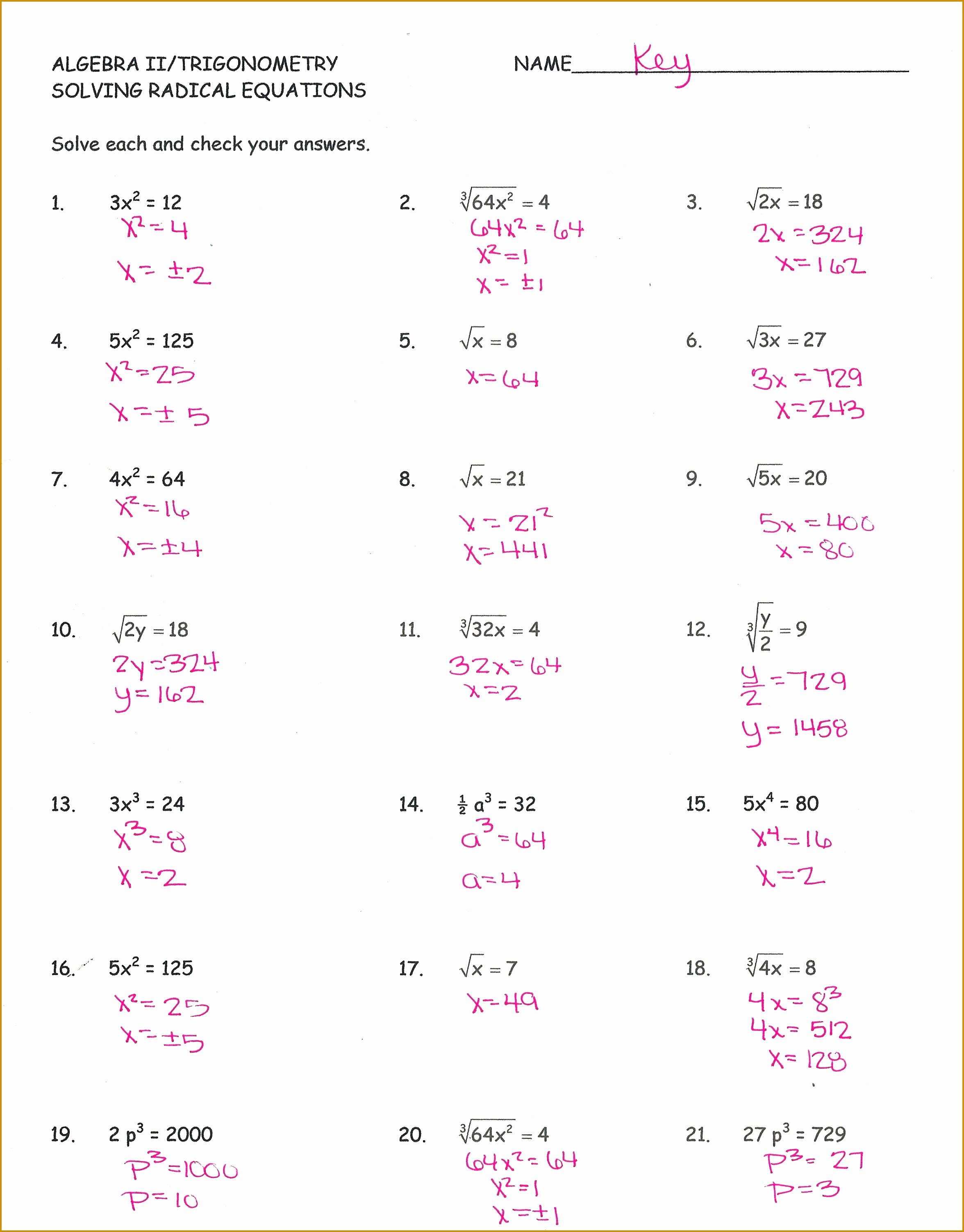 Simplify Expressions Worksheet Answers
