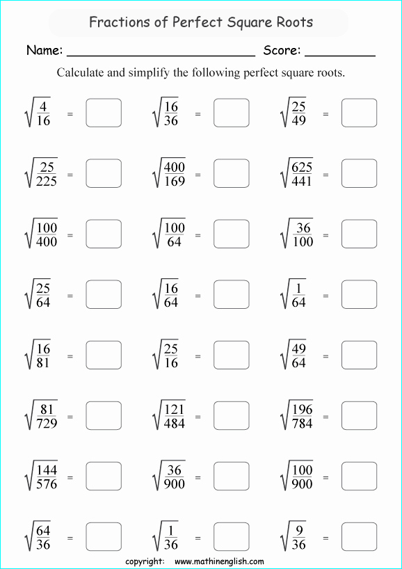 50 Simplify Square Root Worksheet