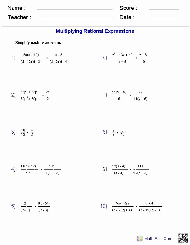 49 Simplifying Algebraic Expressions Worksheet Answers