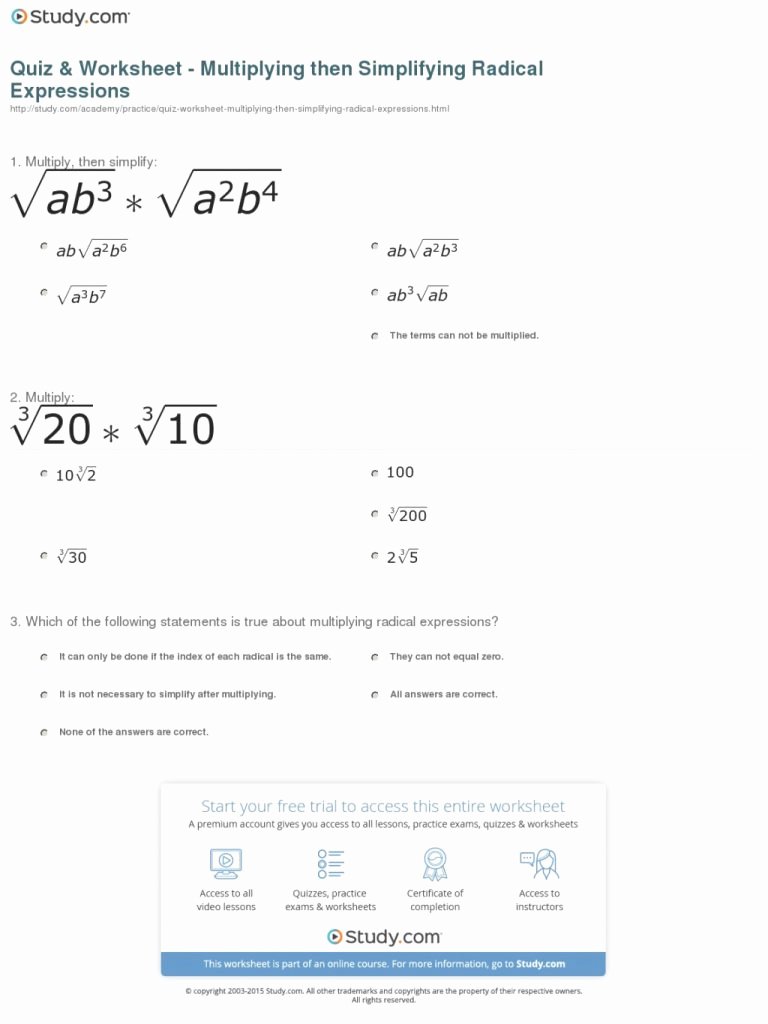 50 Simplifying Radicals Worksheet Answer Key