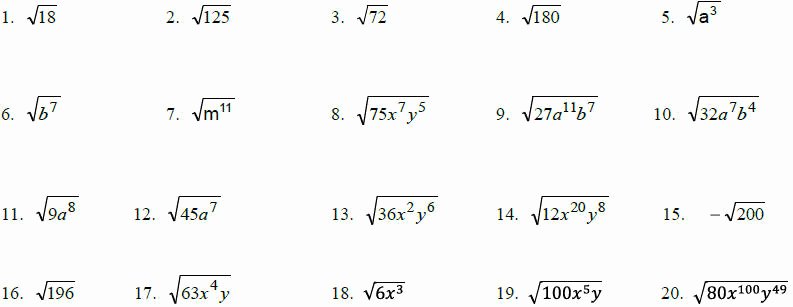 50 Simplifying Radicals Worksheet Answers Chessmuseum Template Library