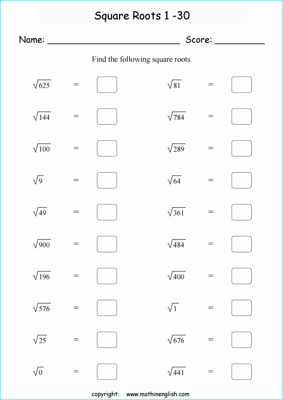 7th Grade Square Root Worksheets Kidsworksheetfun Printable Primary 