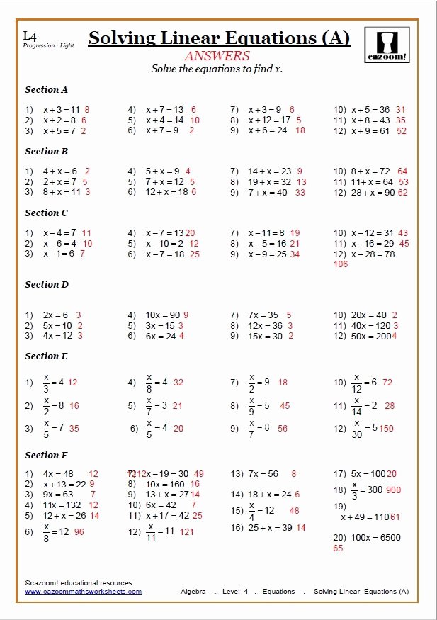 Solving For Literal Equations Worksheet