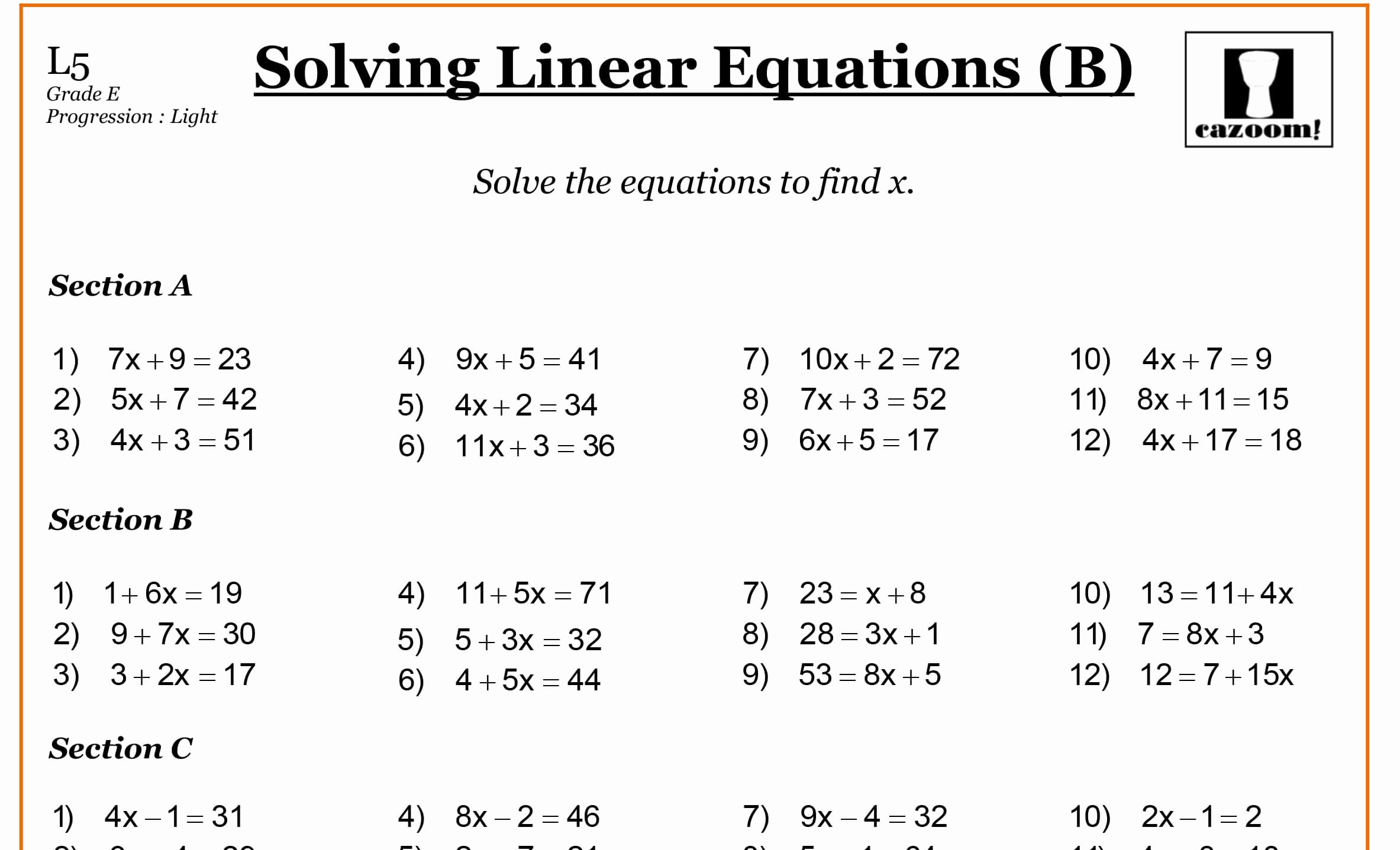 50 Solving Linear Equations Worksheet Pdf
