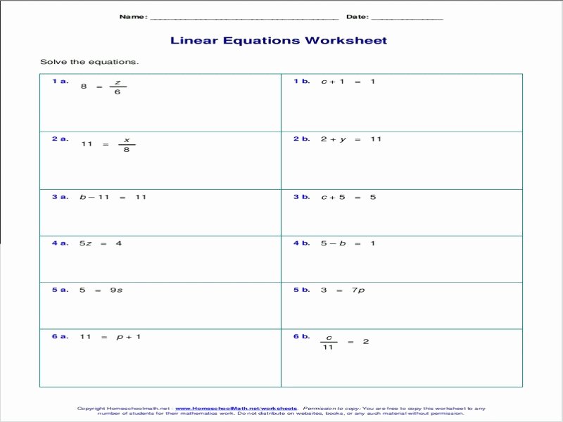 50 Solving Linear Equations Worksheet Pdf