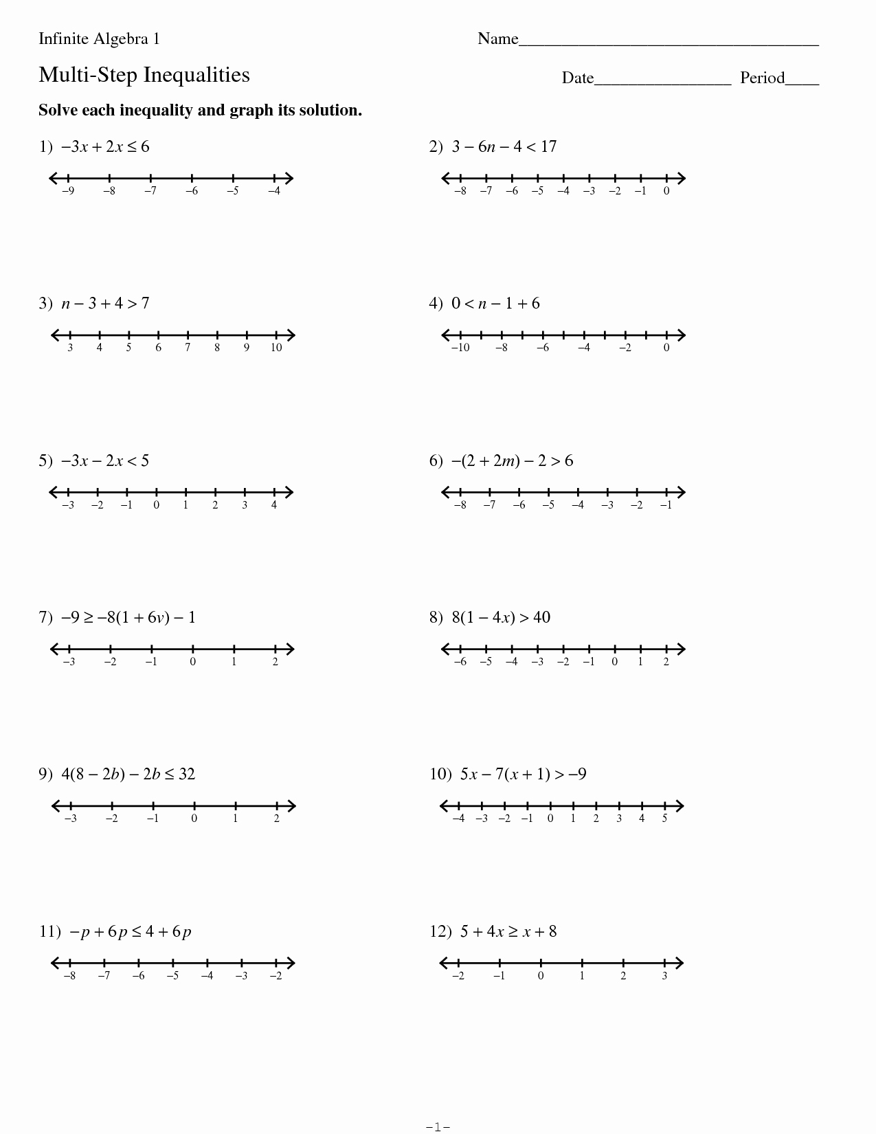 50 Solving Multi Step Inequalities Worksheet
