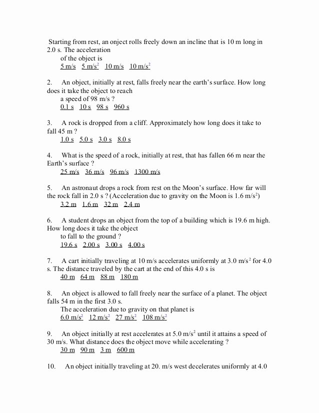 50 Speed Problem Worksheet Answers