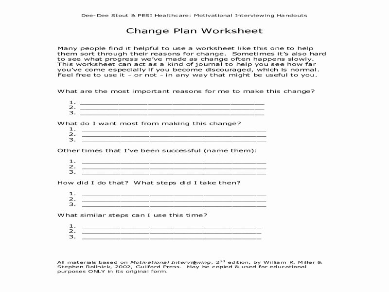 50 Stages Of Change Worksheet