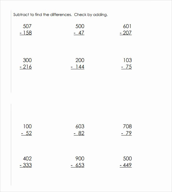 50 Subtracting Across Zero Worksheet