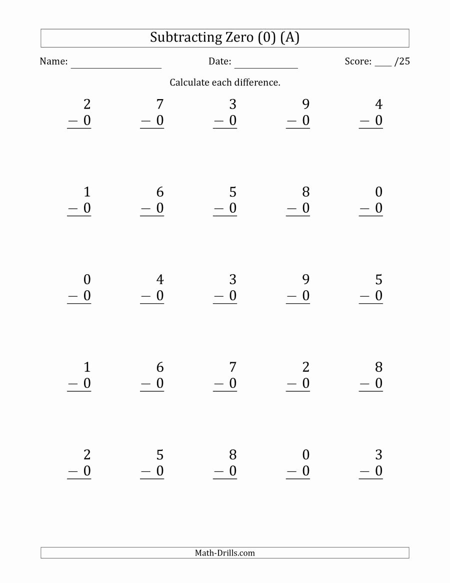50 Subtracting Across Zeros Worksheet