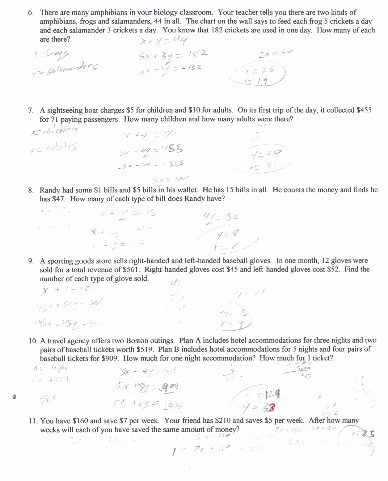 3 Variable Systems Word Problems Worksheet