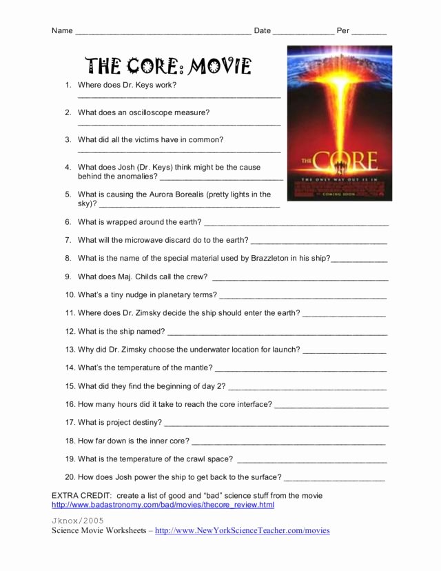 50 The Core Movie Worksheet Answers Chessmuseum Template Library