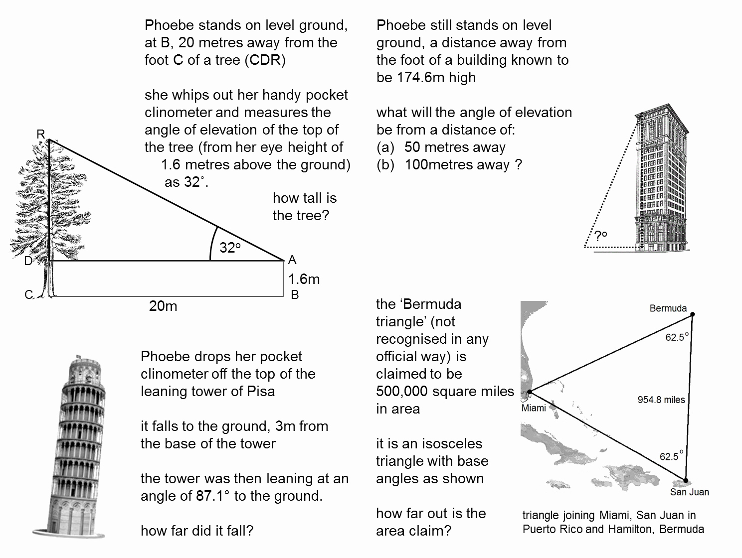 50 Trig Word Problems Worksheet