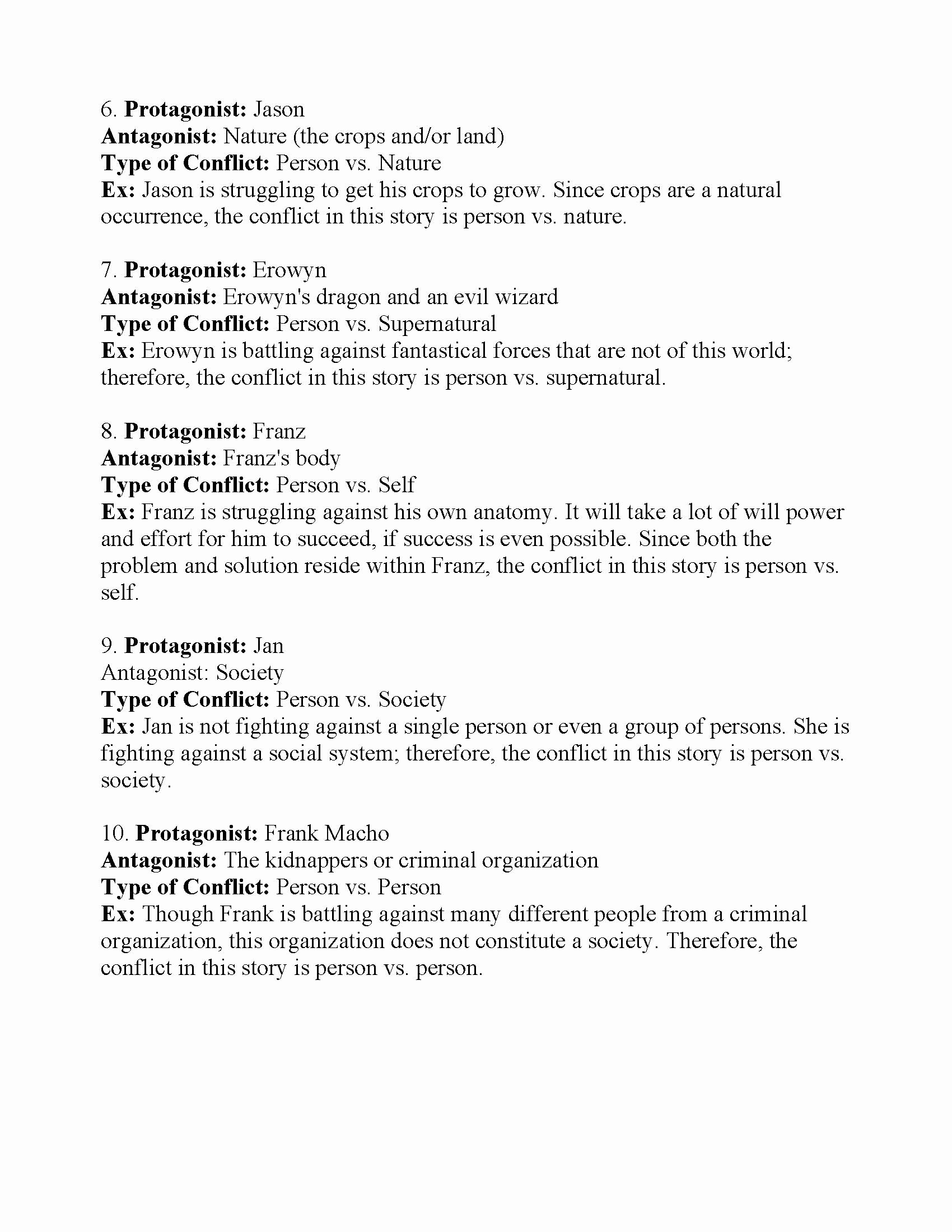 50 Types Of Conflict Worksheet
