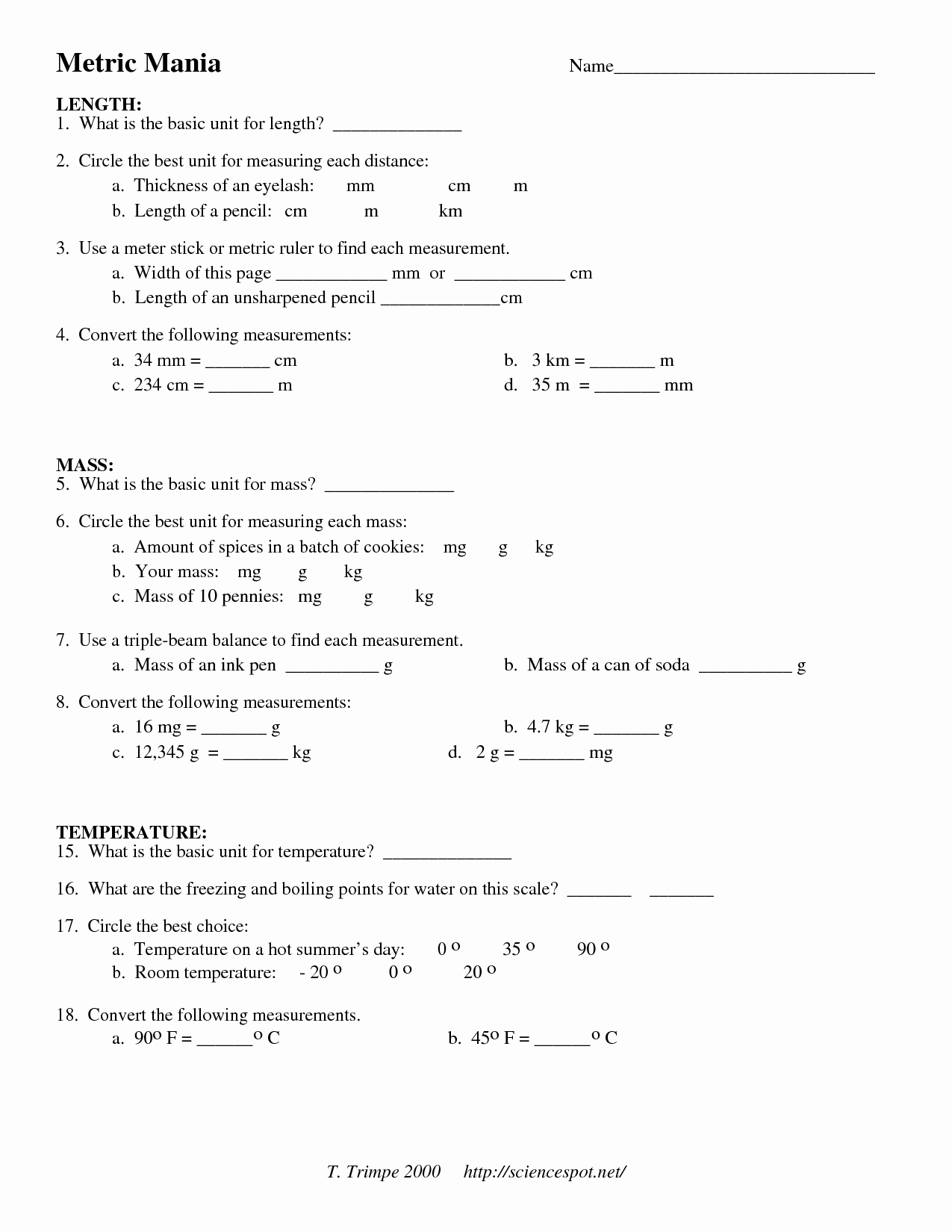 50 Unit Conversion Worksheet Answers