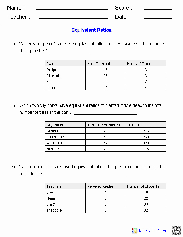 50 Unit Rate Worksheet 6th Grade
