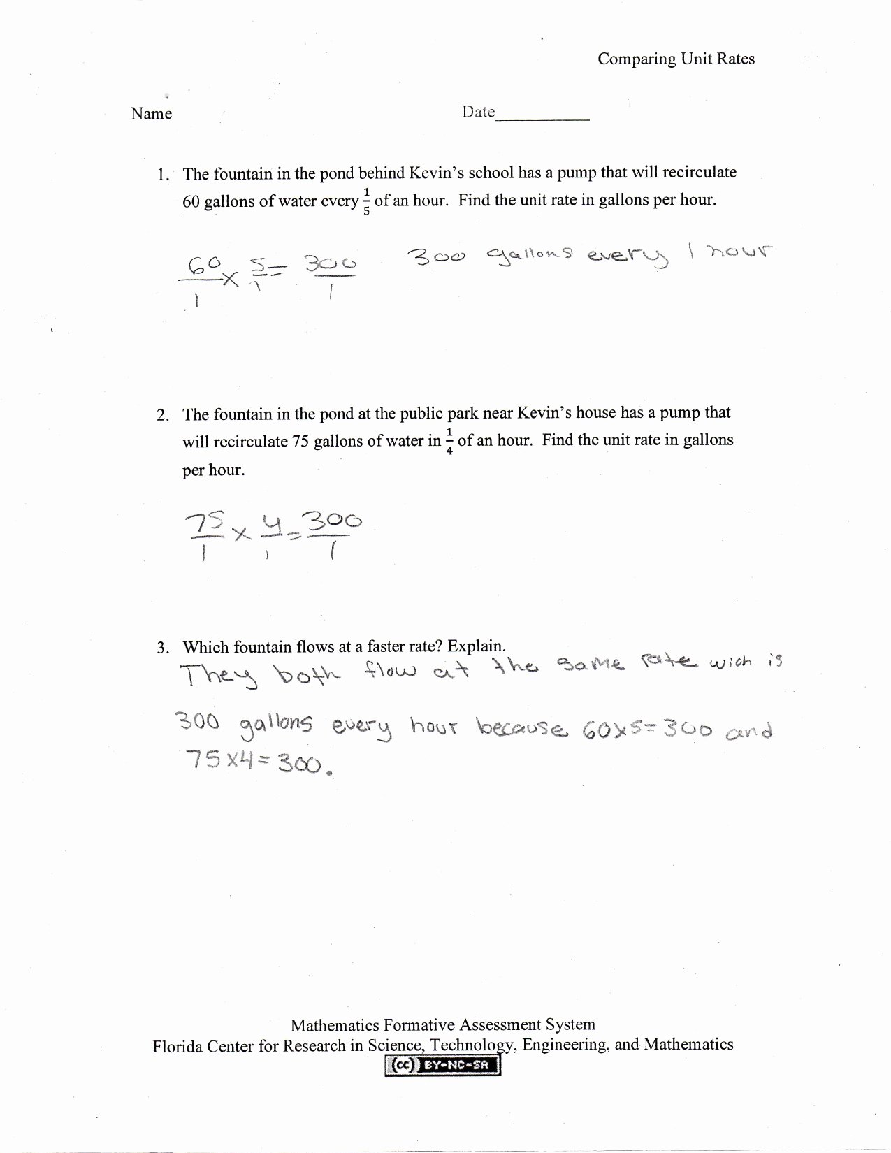 50 Unit Rate Worksheet 7th Grade