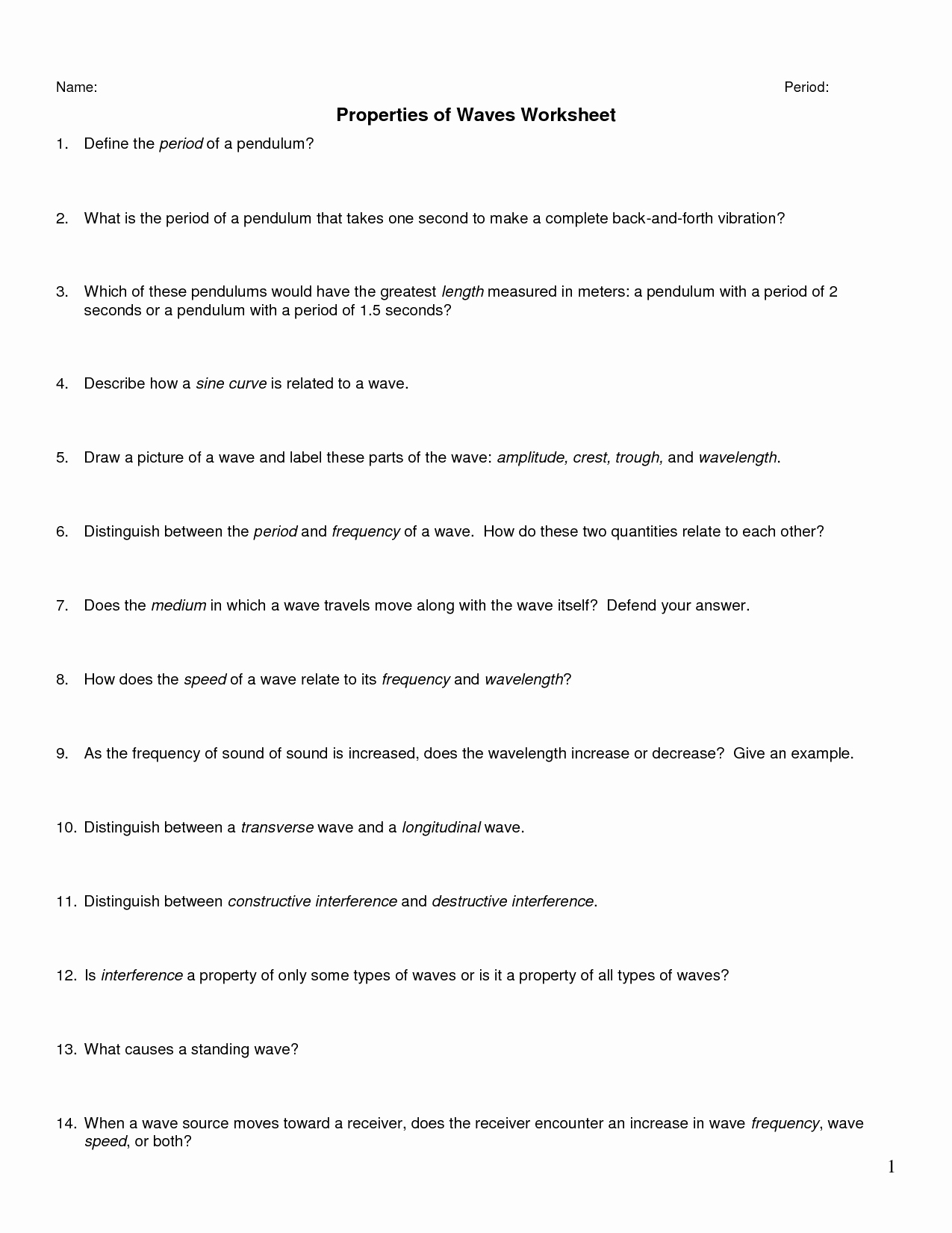 50 Waves Worksheet Answer Key 50 Waves Worksheet Answer Key