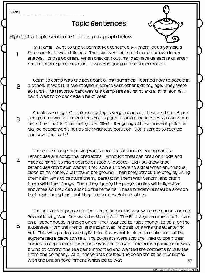 50 Writing A Topic Sentence Worksheet Chessmuseum Template Library